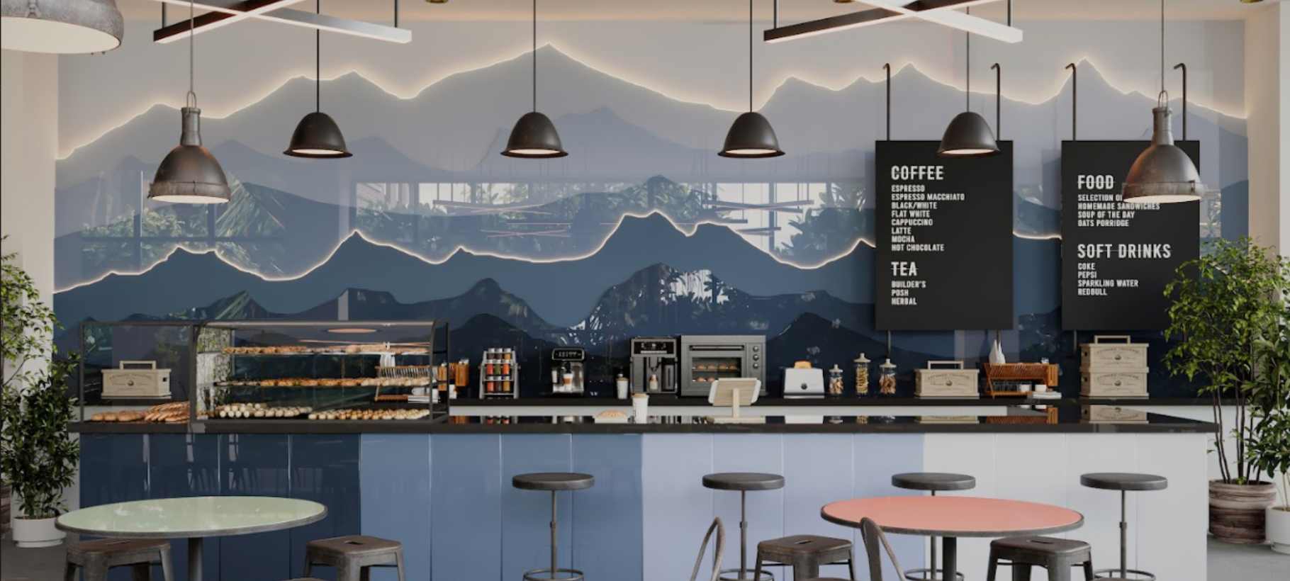 Cafe Counters With Stunning Glass Features To Brighten Interiors