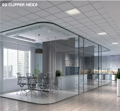 SG Clipper Hexa Acoustic Glass Partitions | Saint-Gobain Glass Hardware
